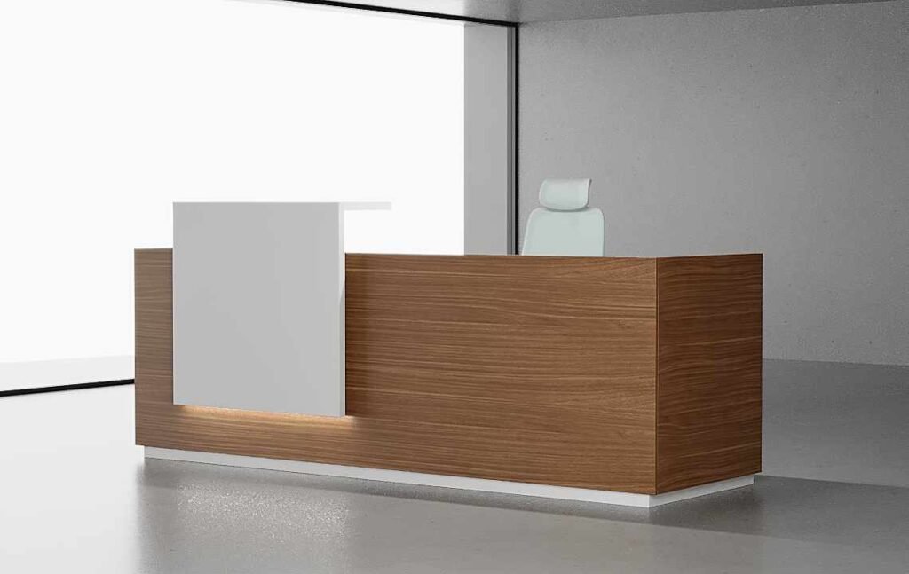 Sharp Reception Desk Black Leg Modern Office Elegance