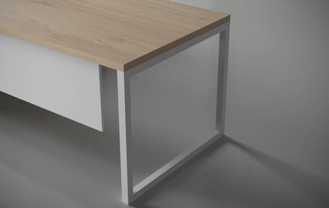 Tron L-Shaped Executive Desk V2 Closed Type White Leg