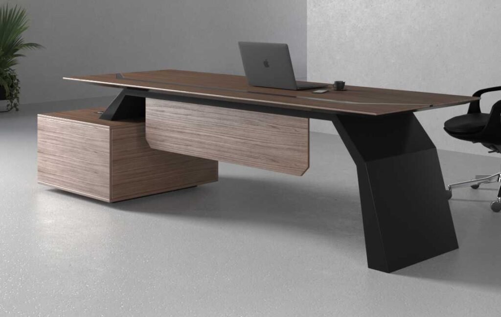 Crystal Straight Ceo Executive Desk Black, Modern executive Table