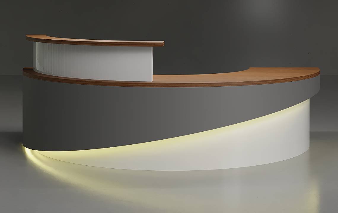 Jara Curved Reception Desk (White Leg) - Highmoon Office Furniture Dubai